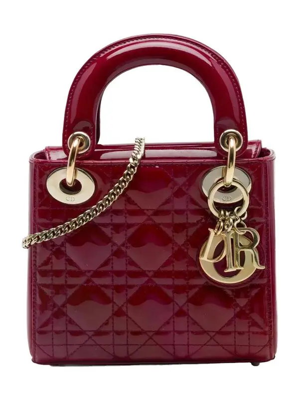 Dior Patent Cannage Lady Satchel - Red