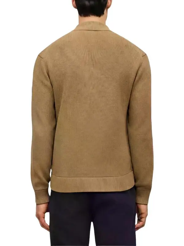 BOSS Zip-up Panelled Sweater - Neutrals