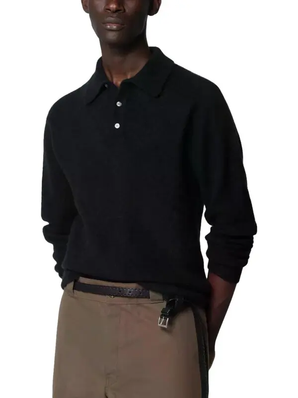 ROBERTO COLLINA Long-sleeve Polo Shirt - Black