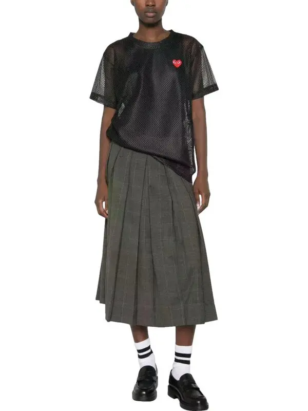 Play Comme Des Garcon Heart-patch Mesh T-shirt - Black