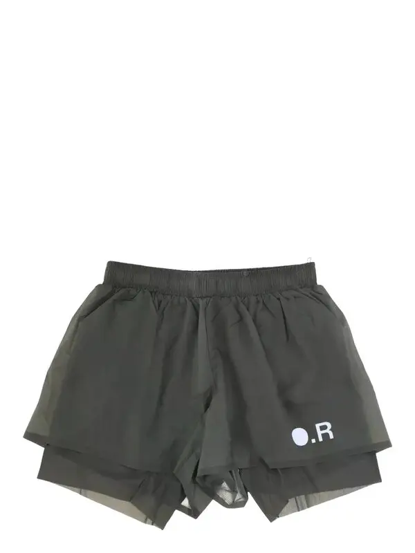 OPTIMISTIC RUNNERS Logo-print Layered Shorts - Grey