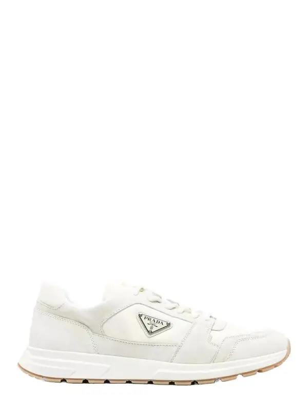 Prada Panelled Logo Plaque Sneakers - Neutrals