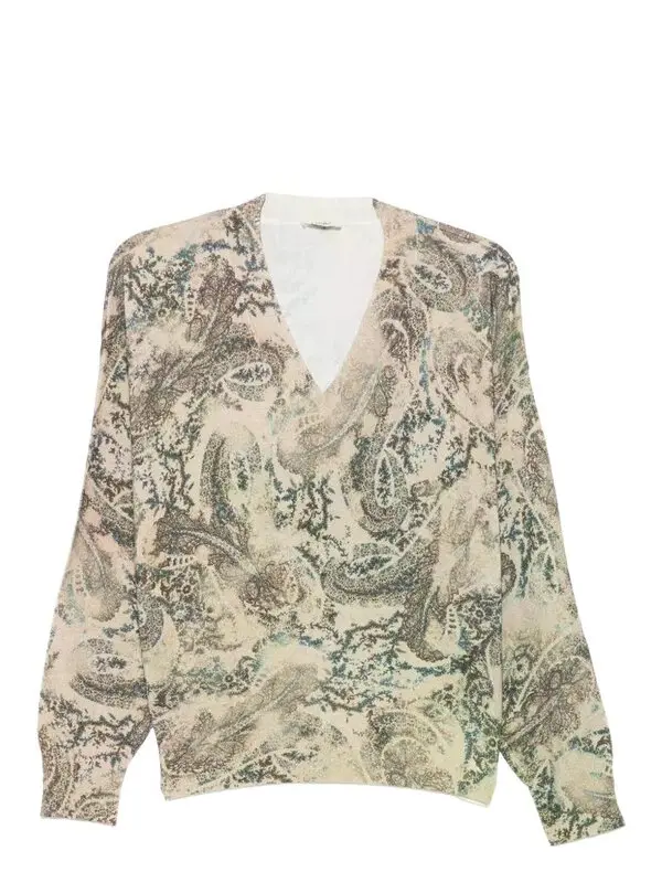 Liu Jo Paisley Print V-neck Sweater - Neutrals