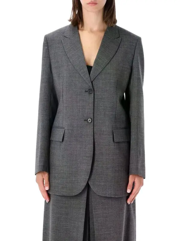 Prada Single-breasted Blazer With Notched Lapels - Grey
