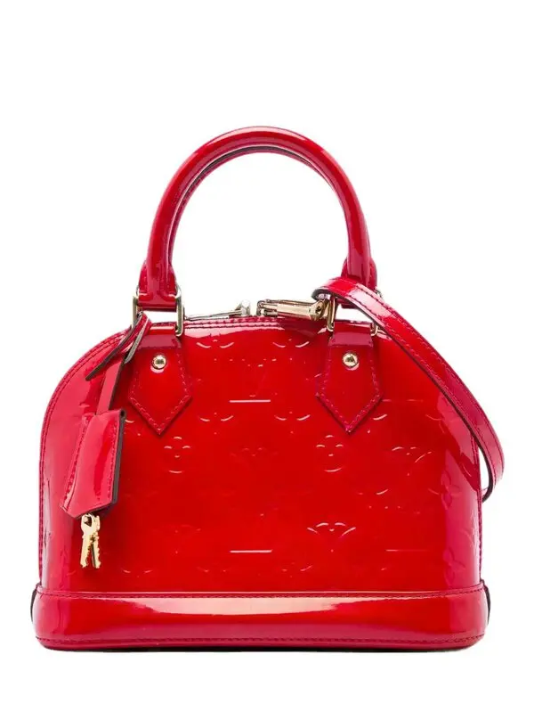LOUIS VUITTON 2015 Monogram Vernis Alma Bb Satchel - Red