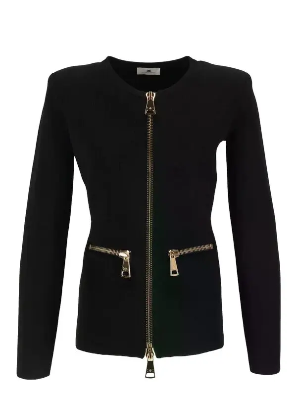 Elisabetta Franchi Knit Cardigan With Zip Detail - Black