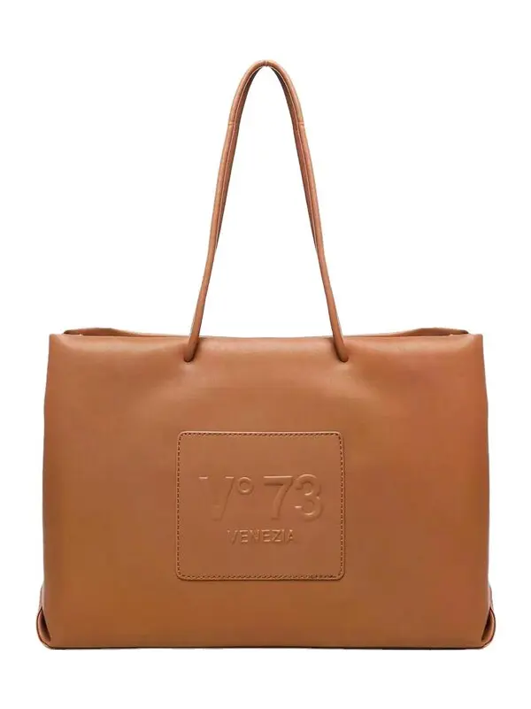 V°73 Logo-embossed Leather Tote Bag - Brown