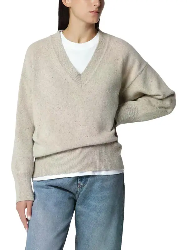 RÓHE Mouline V-neck Sweater - Neutrals