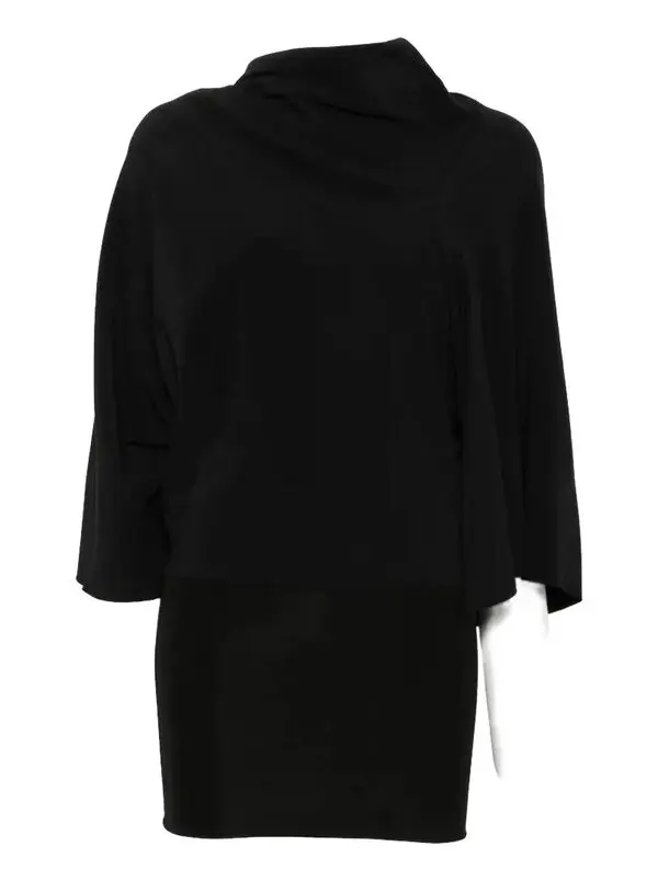 Rick Owens Cylinder Draped Asymmetric Sleeve Top - Black