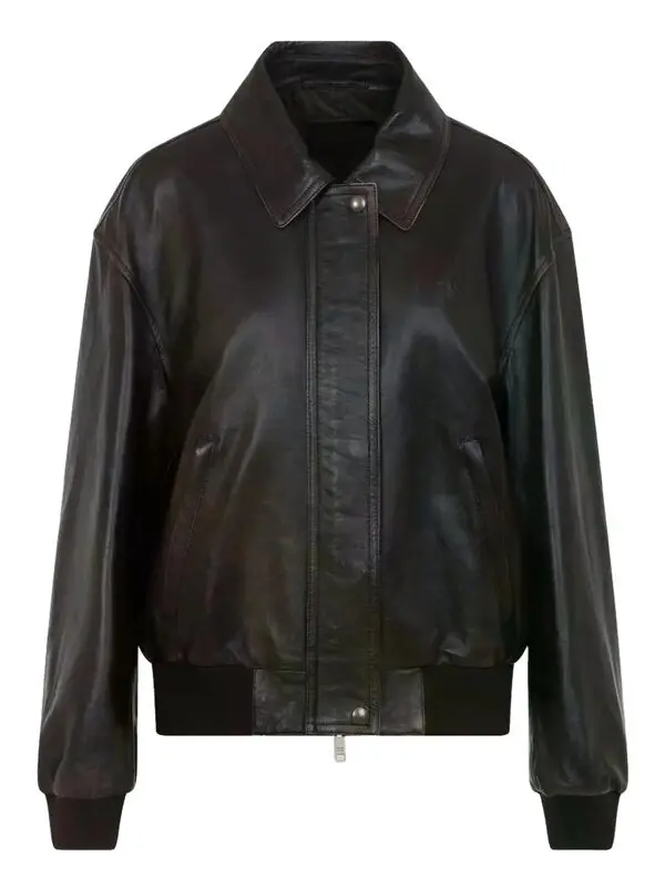 Prada Leather Bomber Jacket - Brown