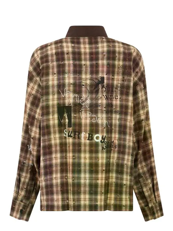 Palm Angels Surfer Dream Check Loose Shirt - Brown
