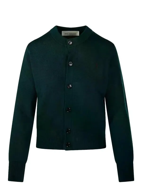 AMI Paris De Coeur Button-up Cardigan - Green