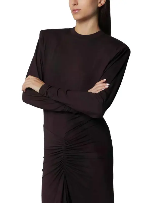 Andamane Ruched Long-sleeve Dress - Brown