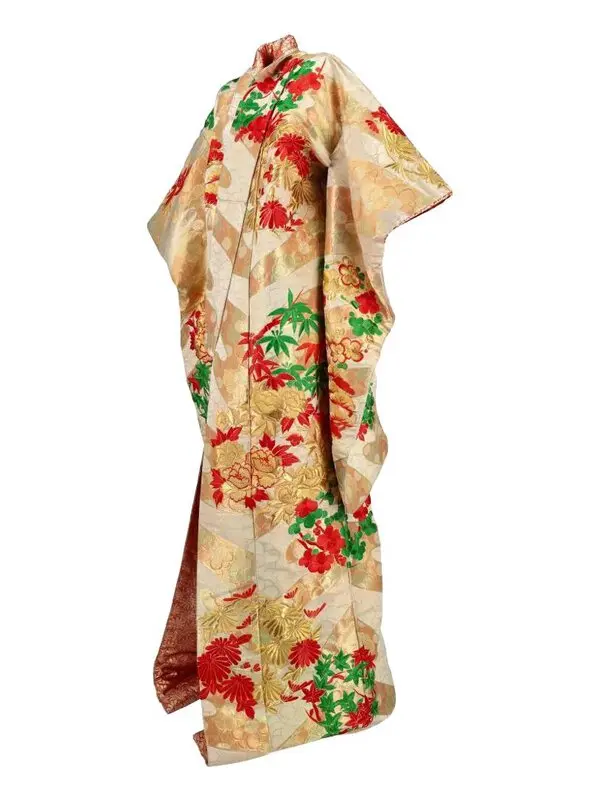 Vintage Floral Embroidered Kimono Coat - Neutrals