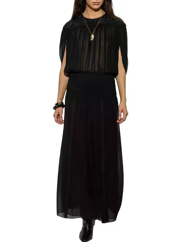 Isabel Marant Étoile Nesrine Smocked Silk Maxi Dress - Black