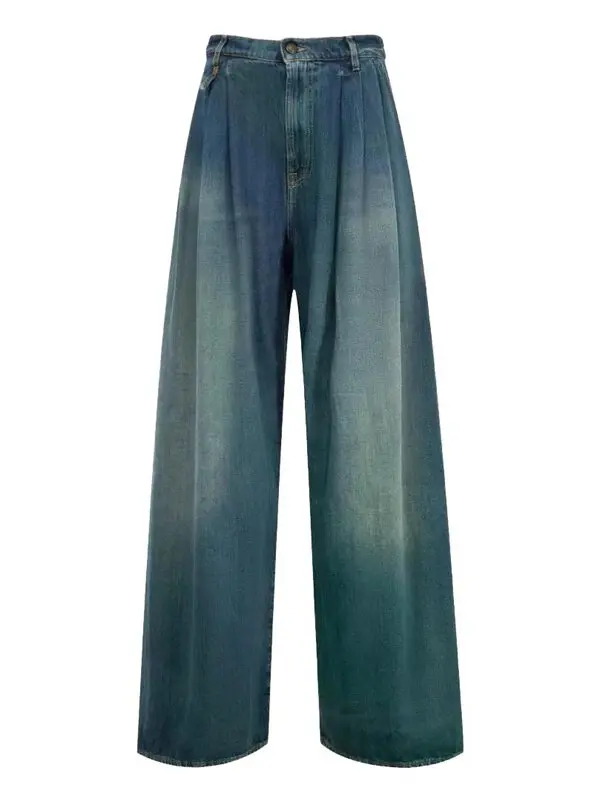R13 Triple-pleat Wide-leg Jeans - Blue