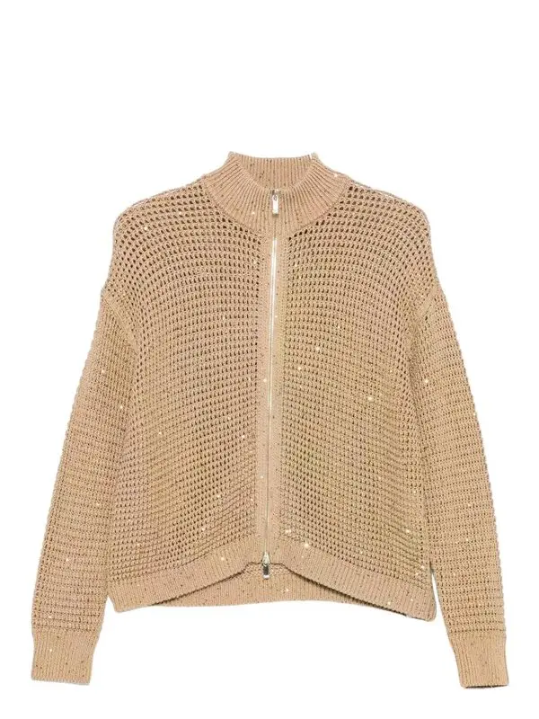 Max Mara Sequin-embellished Open-knit Cardigan - Neutrals