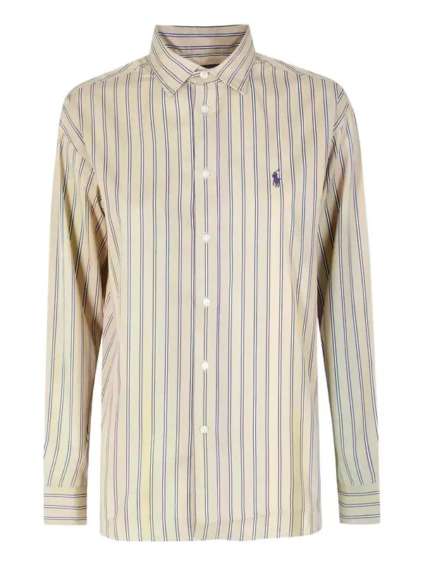 Polo Ralph Lauren Striped Embroidered Logo Shirt - Neutrals
