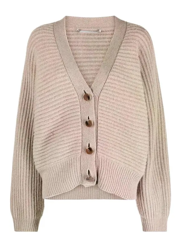 Stella McCartney Ribbed Knit V-neck Cardigan - Neutrals