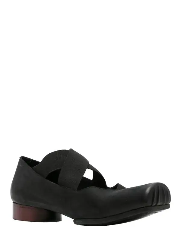 UMA WANG Crossover Strap Square Toe Ballet Flats - Black