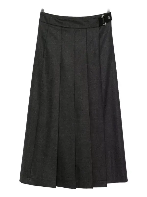 P.a.r.o.s.h Pleated Buckle Midi Skirt - Grey
