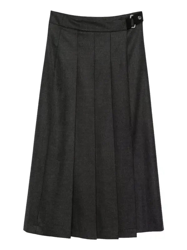 P.a.r.o.s.h Pleated Buckle Midi Skirt - Grey