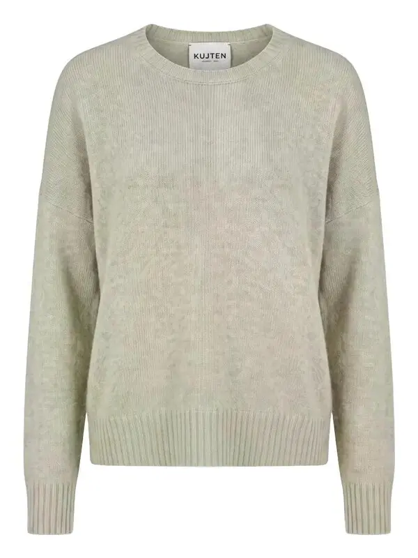 KUJTEN Oversized Cashmere Crew Neck Sweater - Neutrals