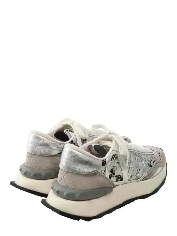 Valentino Garavani 2010s Race Runner Lace-panel Sneakers - Silver