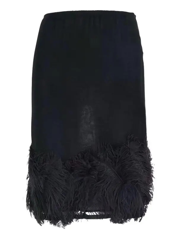 SEMICOUTURE Quanna Midi Skirt With Feather Trim - Black