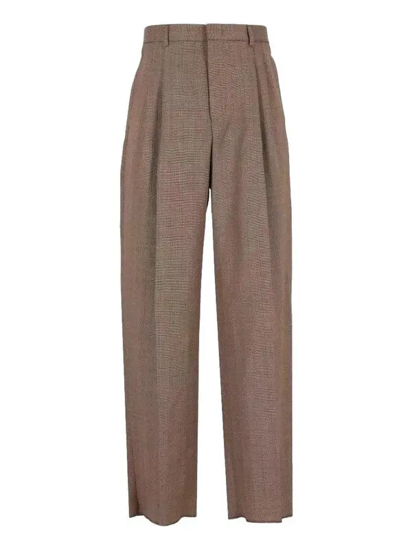 Emporio Armani Virgin Wool Herringbone Trousers - Brown