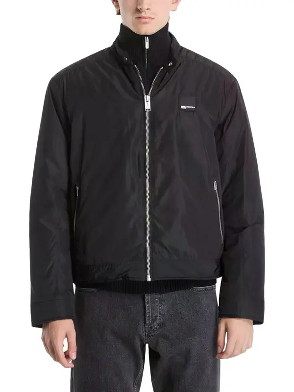 Karl Lagerfeld Logo Patch Zip-up Jacket - Black