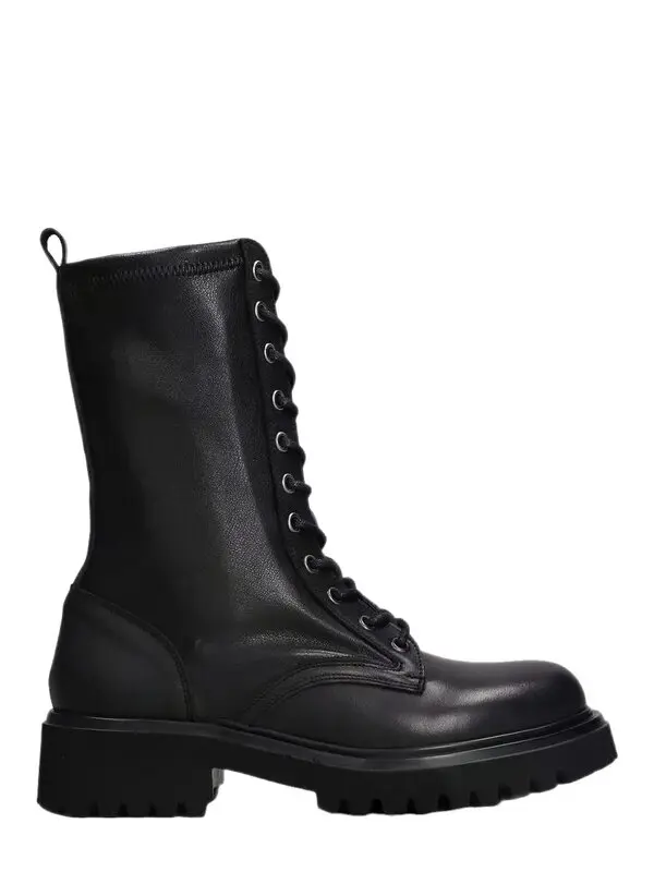 JULIE DEE Lace-up Combat Boots - Black