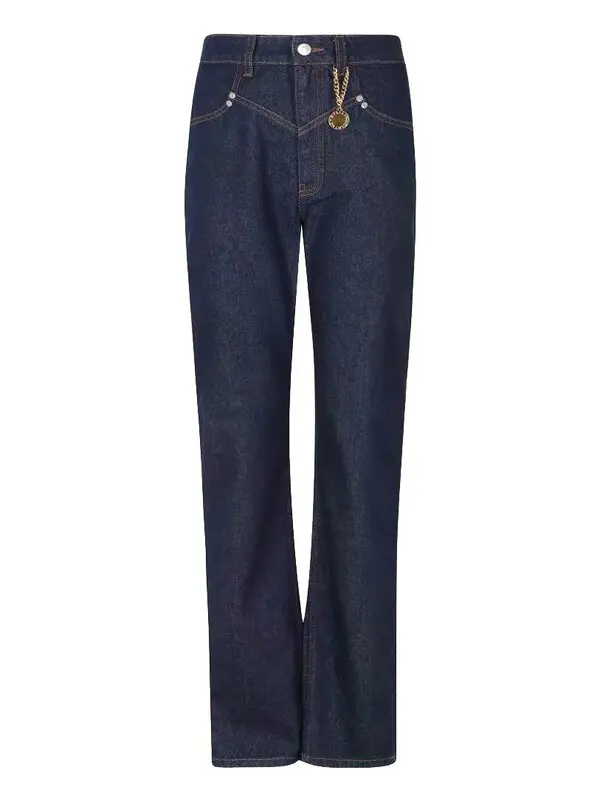 Stella McCartney Logo Charm Straight Leg Jeans - Blue