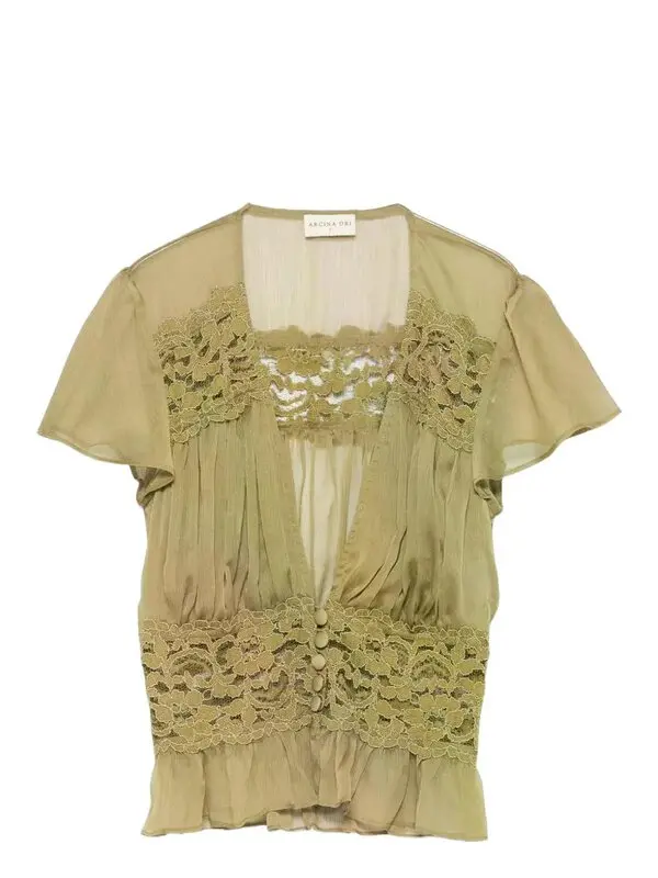 Arcina Ori Sabrina Lace-panel Top - Green