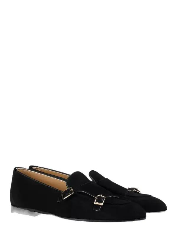 DOUCAL'S Double-buckle Suede Loafers - Black
