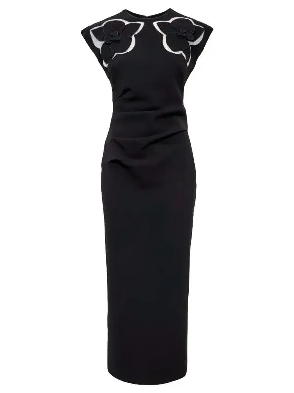 Acler Koda Floral-appliqué Midi Dress - Black