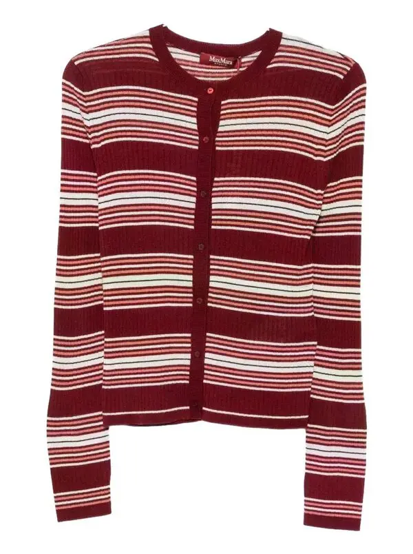 Max Mara Striped Ribbed-knit Cardigan - Red