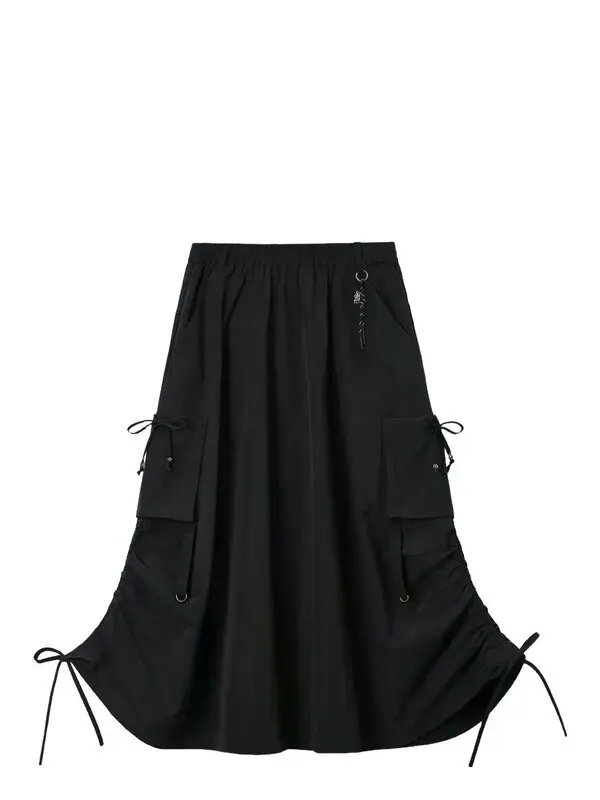 Izzue Ruched-detail Cargo Maxi Skirt - Black
