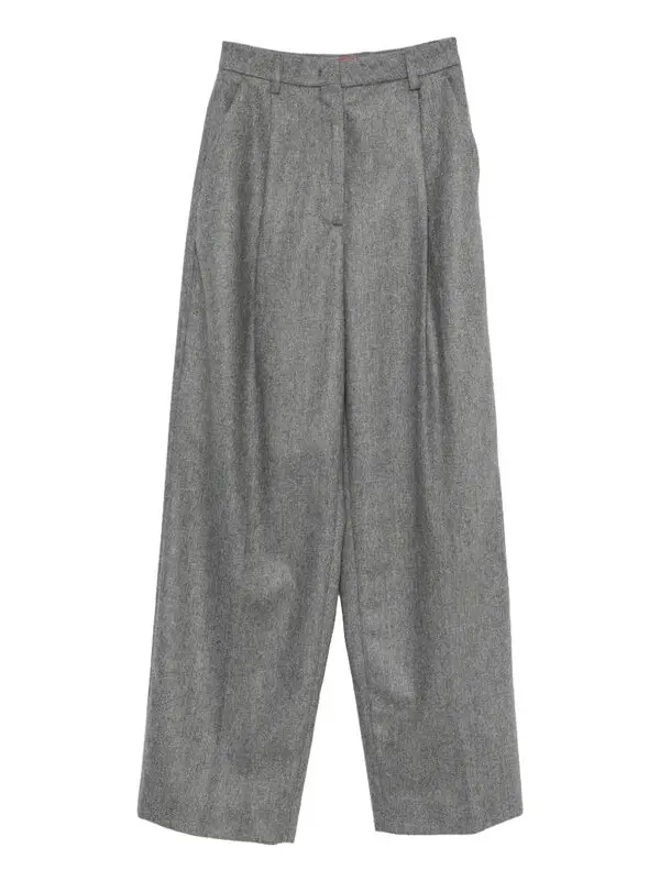 THELATEST Pleated Wide-leg Wool Blend Trousers - Grey