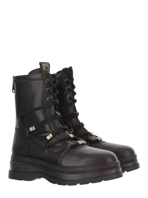 Pinko Lace-up Platform Ankle Boots - Black