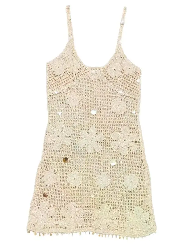 ASTA RESORT Delilah Hand-crochet Mini Dress - Neutrals