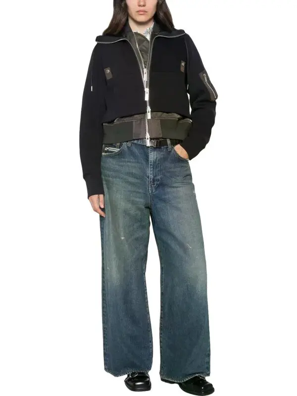 Sacai Distressed Wide-leg Jeans - Blue