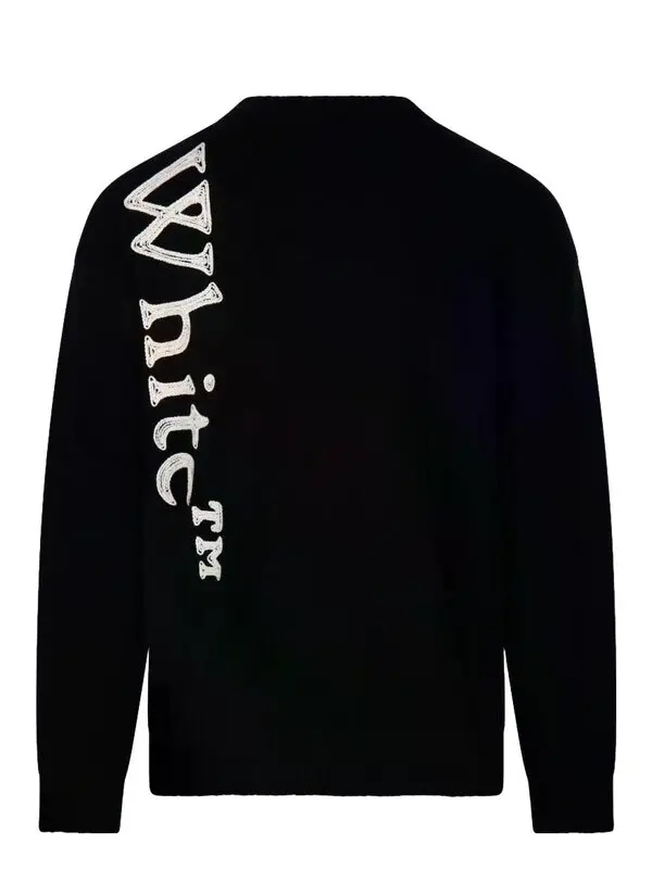 Off-White Logo-embroidered Knitted Crew Neck Sweater - Black