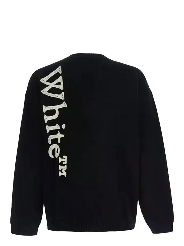 Off-White Logo-embroidered Knitted Crew Neck Sweater - Black