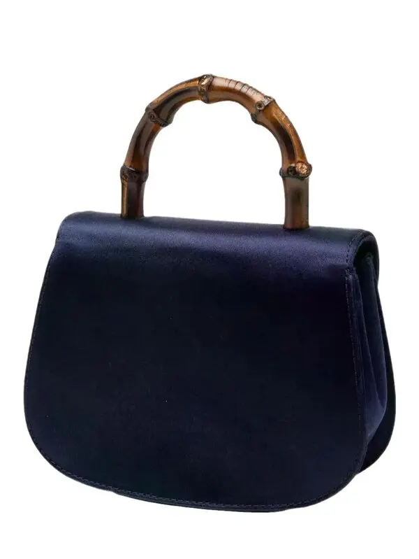 Gucci 20th Century Mini Satin Bamboo Night Satchel - Blue