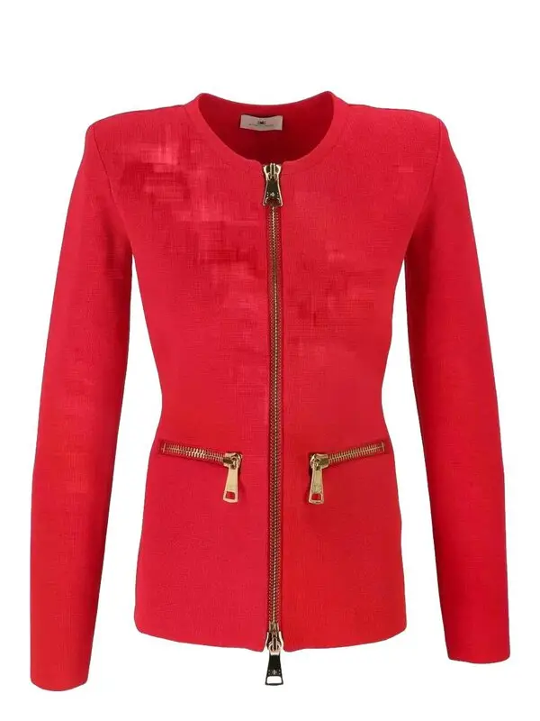 Elisabetta Franchi Zip-up Cardigan With Golden Zips - Red