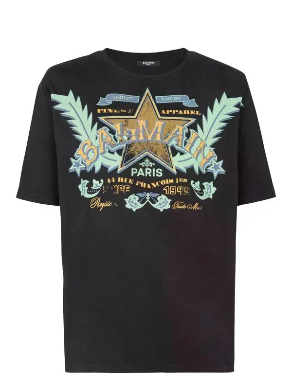 Balmain Western-print Cotton T-shirt - Black