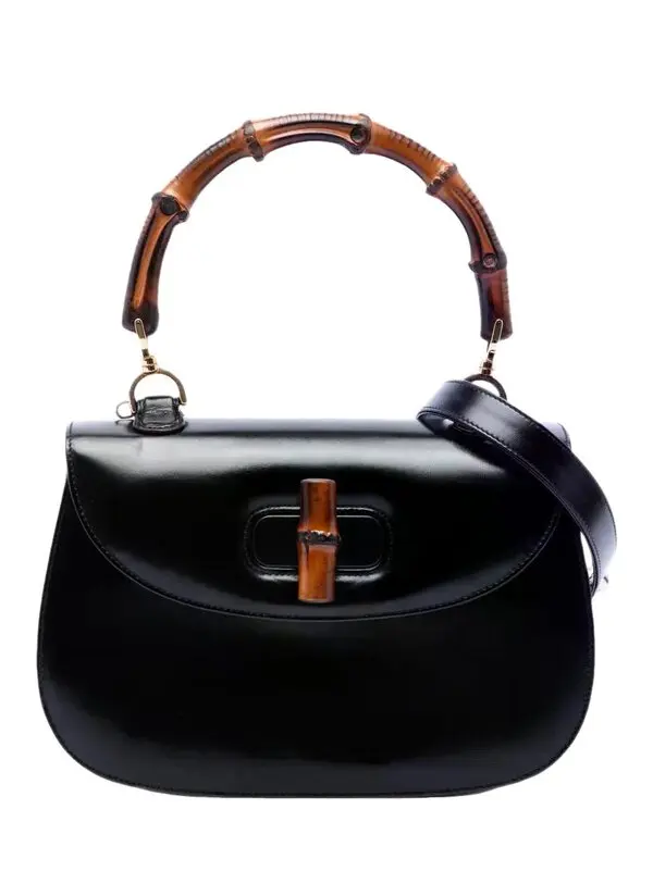 Gucci 20th Century Calfskin Bamboo Night Satchel - Black