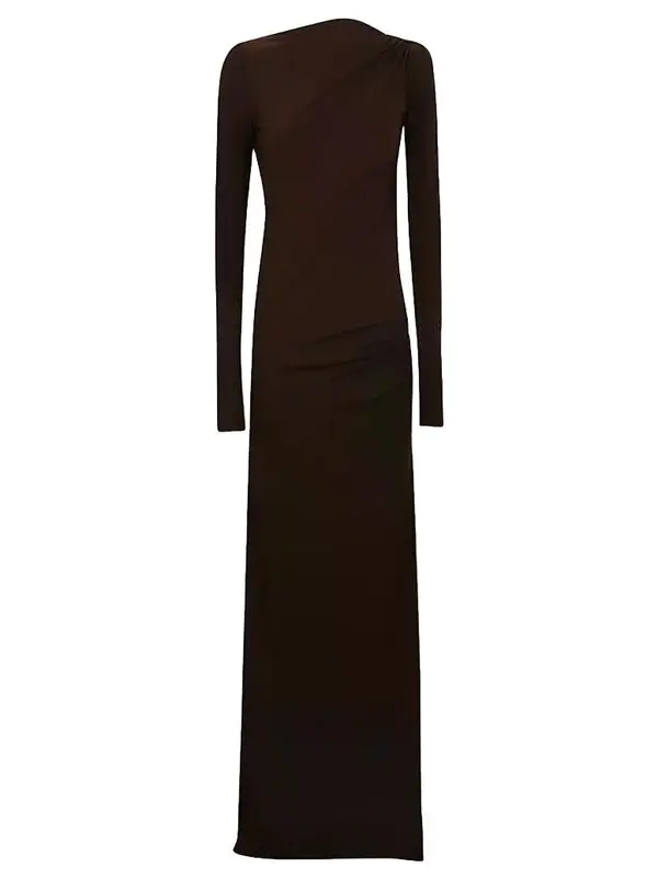 Andamane Ruched Draped Dress - Brown