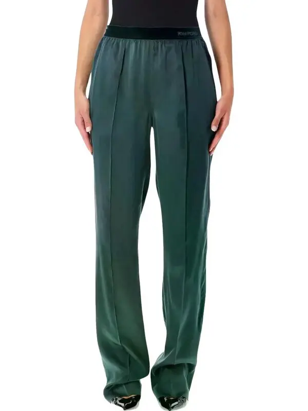TOM FORD Peach-feel Silk Satin Pyjama Trousers - Green